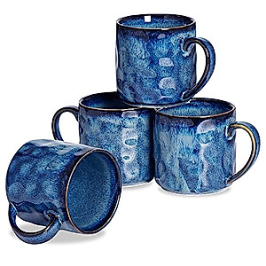 KYBSCZ Ceramic Coffee Mugs - 10 Ounces Ceramic Mugs - Tea Cups with Handle - Funny Cappuccino Cups - Dishwasher Safe, Set of 4