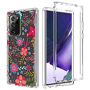Zoeirc Case for Galaxy Note 20 Ultra 5G, Samsung Note 20 Ultra Clear Case, TPU 360 Full Body Shockproof Hybrid Bumper Crystal Clear Phone Case Cover for Samsung Galaxy Note 20 Ultra (Floral Prints)