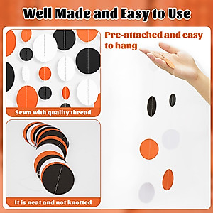 GCQQ Black Orange White Garland, 52Ft Halloween Garlands, Paper Circle Dot Garland Streamers, Polka Dot Garlands for Halloween Party Decoration, Thanksgiving, Wedding, Baby Shower, Birthday Decoration