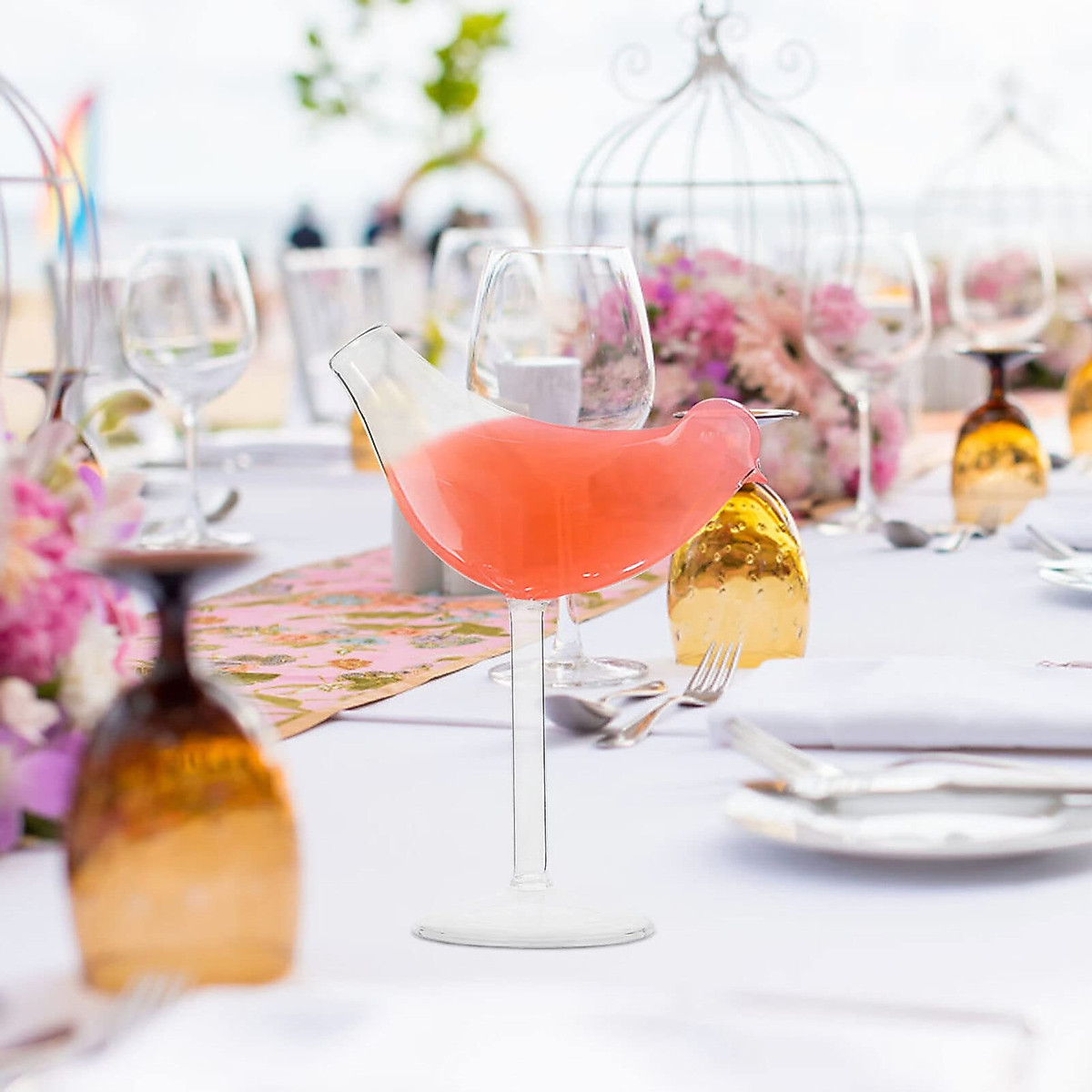 Hemoton Wine Glasses Set of 4, Bird Shape Wine Glasses Cocktail Glass, Bird Martini Glasses for Holidays Anniversary Birthday Wedding Party Celebrations 5 Ounce/150ml