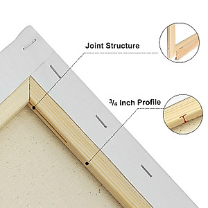 PHOENIX Extra Large Blank Canvas 24x36 Inch - 4 Pack 100% Cotton 12 oz. Triple Primed Pre Gessoed White Stretched Canvases for Painting - Ready to Paint Art Paint Canvases for Oil & Acrylic Paints