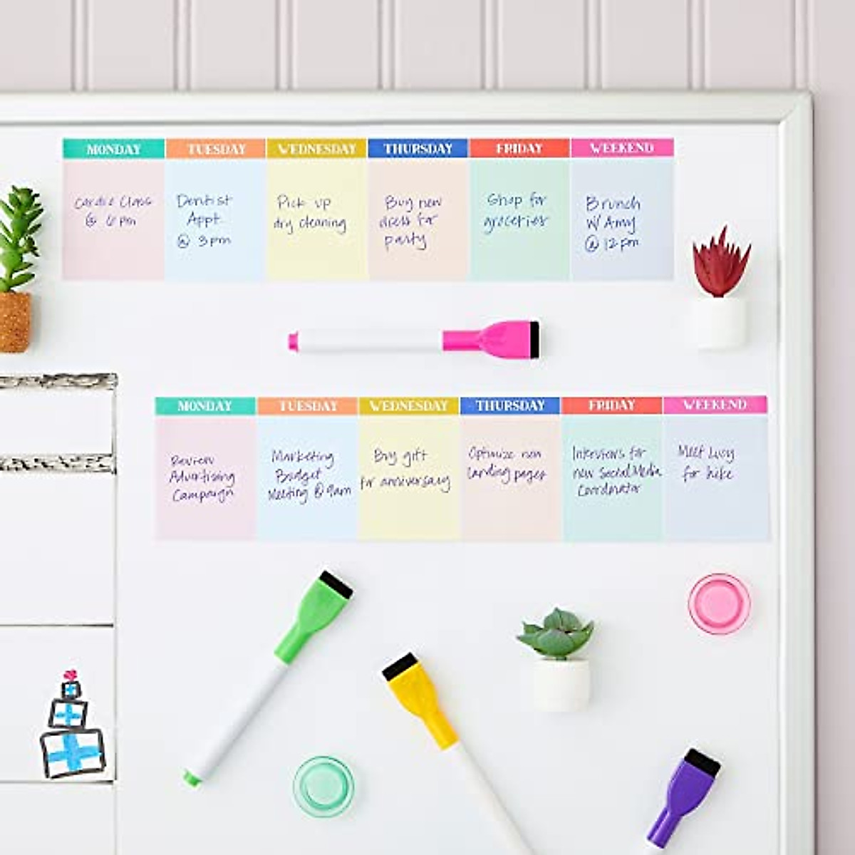 100 Sheets Weekly Planner Sticky Notes, 6-Day Calendar Note Pad for Tasks, To-Do Lists, Reminders, School and Office Supplies, 100 Week Supply, Multi-Colored (12x3 in)