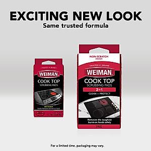 Weiman Cook Top Scrubbing Pads, 3 Count, 2 Pack Cuts Through the Toughest Stains - Scrubbing Pads Carefully Wipe Away Residue