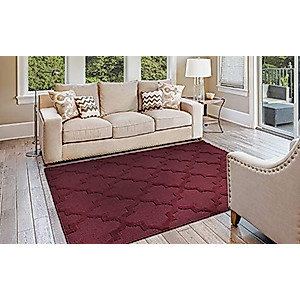 Garland Rug Quatro Chili Red 9' x 12' Cut-Loop Trellis Area Rug –Soft, Comfortable, Stylish & Budget-Friendly Rug in a Beautiful Solid Chili Red