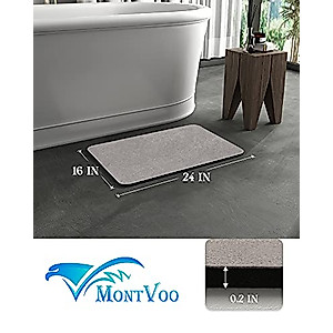 MontVoo-Bath Mat Rug-Rubber Non Slip Quick Dry Super Absorbent Thin Bathroom Rugs Fit Under Door-Washable Bathroom Floor Mats-Shower Rug for in Front of Bathtub,Shower Room,Sink (16x24, Gray)