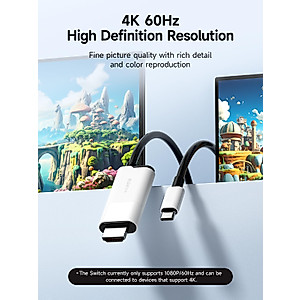 Hagibis Switch Dock for Nintendo Switch OLED, USB C to HDMI Cable Adapter with 4K@60Hz HDMI, 100W Power Delivery, Type-C to HDMI Adapter for Laptop, Tablet, SteamDeck, ROG Ally (White 60Hz)