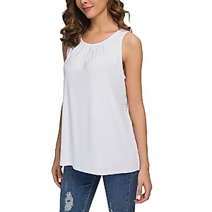 TASAMO Women's Casual Cami Shirt Sleeveless Tank Top Basic Blouse (Medium, White)