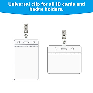 DE 100Pcs Metal Badge Clips with Clear PCV Straps,ID Strap Clip Adapter ID Badge Clips