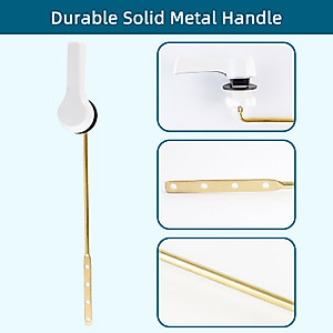 Hygie Rinse Universal Front Mount Toilet Handle White Toilet Handle Lever Flush Replacement, with Stainless Steel Flapper Chain, Toilet Repair Kit