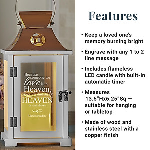 Let’s Make Memories Personalized Memorial Lantern - Sympathy - Condolences - LED Candle - Automatic Timer - Wood/Stainless Steel - Copper Finish - for Loved Ones in Heaven