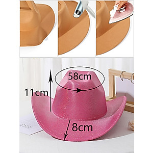 QWINEE Cowboy Hat for Adult Wide Brim Plain Western Cowgirl Hat Costume Boho Country Cowboy Hat for Women Men Hot Pink one-Size