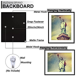 skyDrama 20x24 Picture Frame Black Solid Wood Material Set of 3, Display 16x20 Photo without Mat or 20x24 Poster with Mat, Light Weight High Transparent 20by24 Frame for Wall - 20"x24"/Black/3Pack