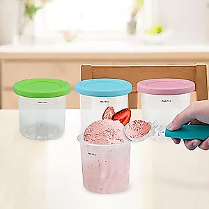 Ice Cream Pint Container, Ice Cream Pints Cup with Lids Replacements for Ninja Creami Pints, Ice Cream Pints Kitchen Accessories for NC301 NC300 NC299AM Series Ice Cream Maker (Multicolor)