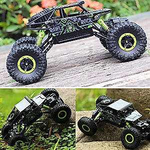 SZJJX Remote Control Car 2.4Ghz RC Cars 4WD Powerful All Terrains RC Rock Crawler Electric Radio Control Cars Off Road RC Monster Trucks Toys with 2 Batteries for Kids Boys Girls Green