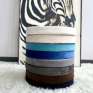 Frabury 2 Pack Round Plush Velvet Seat Cushions Office Kitchen Dining Chair Cushions Pads 14x2 Inch (Light Gray)