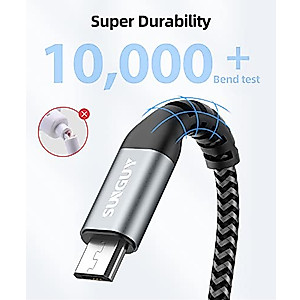SUNGUY Micro USB Cable 1FT[3Pack] Short Braided USB 2.0 Micro Fast Charging and Data Sync Cord for Samsung Galaxy S7 Edge S6,Moto G5 G5S Plus,Sony Xperia Z3 Z5