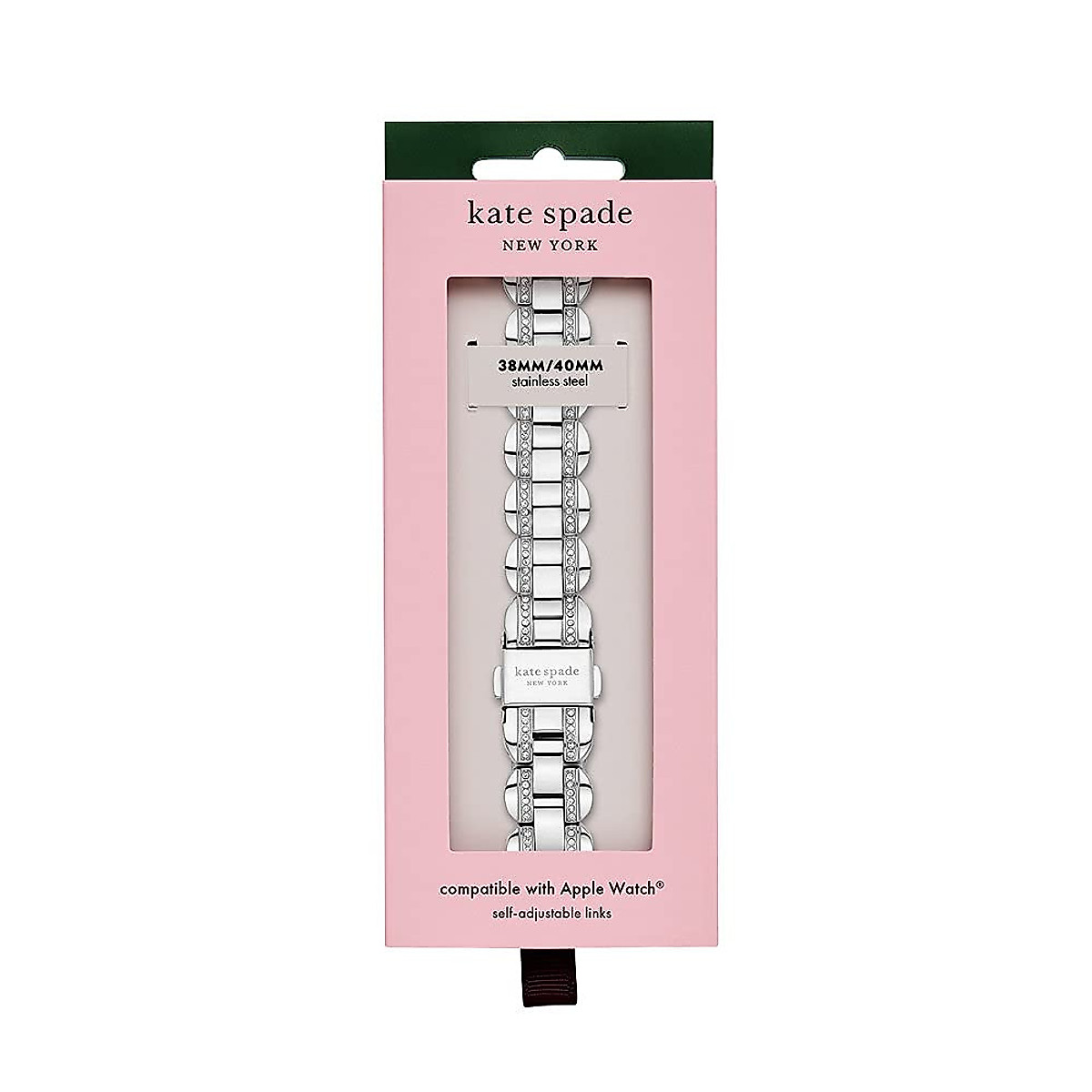 kate spade new york stainless steel band for 38/40/41mm apple watch series 1-6, color: silver