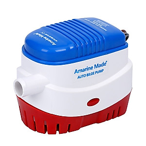 Amarine Made Automatic Bilge Pump Submersible Small Electric Boat Bilge Pump 12v 750gph Auto with Float Switch 3/4 inch Outlet Diameter, Bilge Pump for Boats