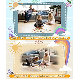 Protado Wooden Match Memory Game for Kids, 24Pc Memory Matching Cards with 5Pc Tattoo Stickers, Educational Memory Matching Game for Pre-Kindergarten Early Learning Development Kids-Dinosaur