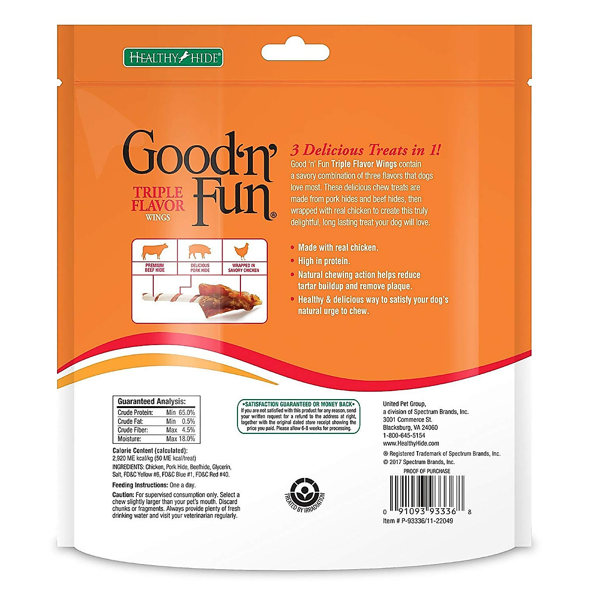 Good 'N' Fun Triple Flavor Wings, Made With Real Meat, Treats for All Dog Sizes