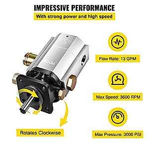 Bestauto Hydraulic Wood Splitter Pump 3000 PSI 2 Stage Log Splitter Pump 13 GPM, Hydraulic Gear Pump 3600 RPM Aluminum Log Splitter Pumps 1/8" Keyed Shaft for Gas Log Splitters/Hydraulic Power Units
