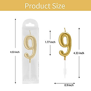 Beanlieve 10-Pieces Numeral Birthday Candles - Cake Numeric Candles Number 0 1 2 3 4 5 6 7 8 9,Used for Cake Decoration on Birthday Parties and Wedding Anniversary Celebrations(Champagne Gold)