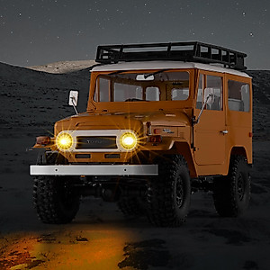 BEEZRC FMS 1/10 RC Crawler FJ40 Toyota Licensed RS 4WD 2.4G Model Car Hobby 4x4 RC Rock Crawler RC Car Offroad RC Truck Remote Control Car with Transmitter for Adults(Yellow) FMS11035RSYL