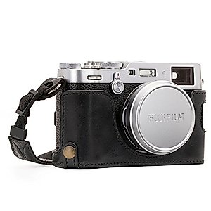 Megagear Fujifilm X100F Ever Ready Genuine Leather Camera Half Case And Strap, With Battery Access - Black - MG1281