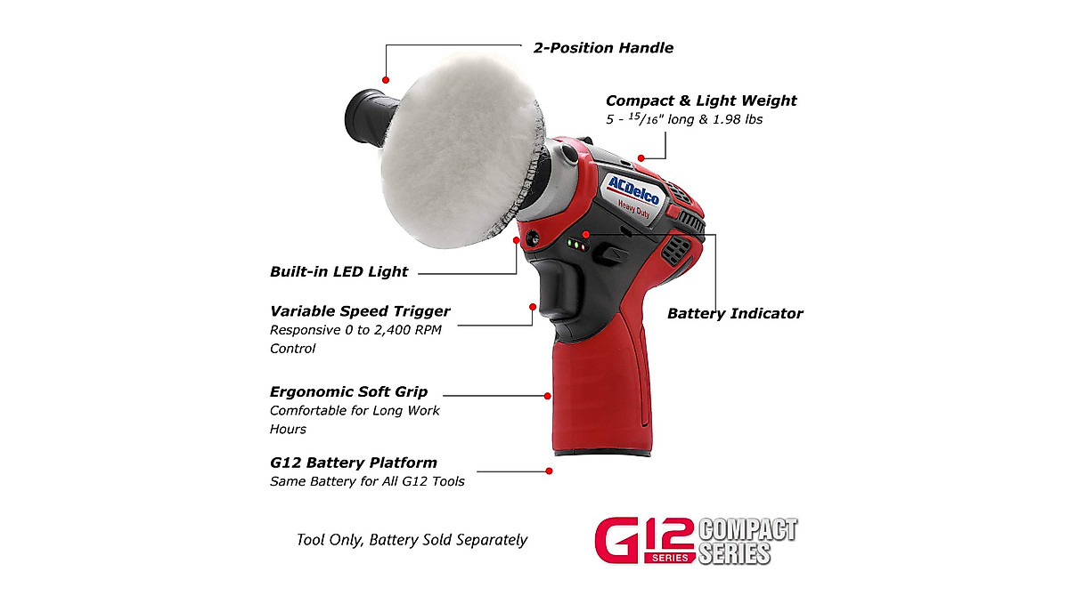 ACDelco G12 Cordless 12V Mini Polisher & Drill Driver Set