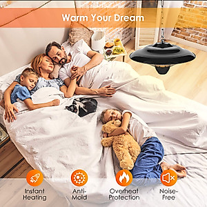 TRUSTECH Patio Heater, 1500W Electric Hanging Patio Heater for Outdoors/Indoors, 3s Fast Heating, Quiet & IP34 Waterproof, Tip-Over Shut Off, Ceiling Heater for Home Use/Balcony/Patio/Courtyard