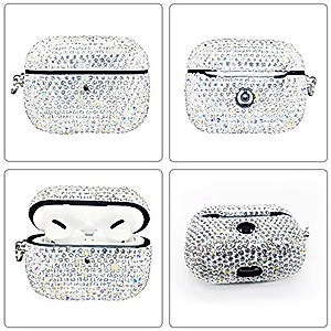 Luxurious Rhinestone AirPods pro Case, Protective Bling Diamonds AirPod pro Charging Protective Case Cover for Apple I10/I12 TWS (Silver-pro)