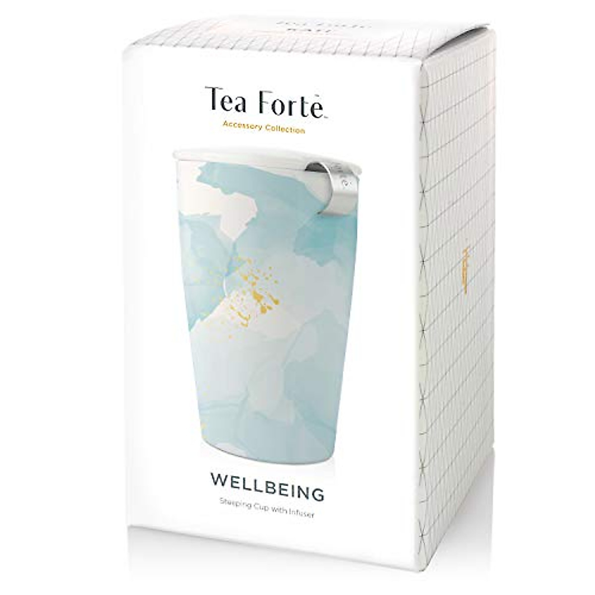 Tea Forte Kati Cup in Wellbeing, Ceramic Tea Infuser Cup with Infuser Basket and Lid for Steeping Loose Leaf Tea