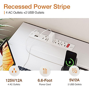 Coleshome 72 Inch Computer Desk with USB Ports, Large Office Desk, Long Study Student Writing Desk, White Marble