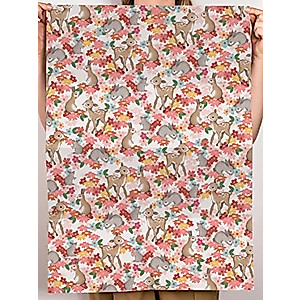CENTRAL 23 Floral Wrapping Paper - 6 Gift Wrap Sheets - Woodland Creatures Wrapping Paper - Deer Bunny Animals Flowers - Comes With Fun Stickers