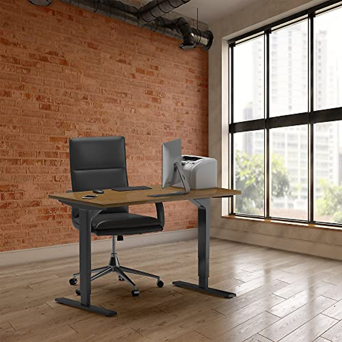 Progressive Desk 72 inch Standing Desk, Dual Motor 3 Stages Height Adjustable Large Electric Stand up Desk 72"x30" -Ebony Oak/Black