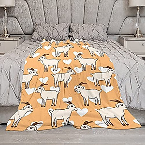 Goat Blanket Gifts, 60"x80" Flannel Fleece Throw Blanket Soft, Lightweight, Comfortable, Warm Goat Themed Blanket for Goat Lovers Adults Kids