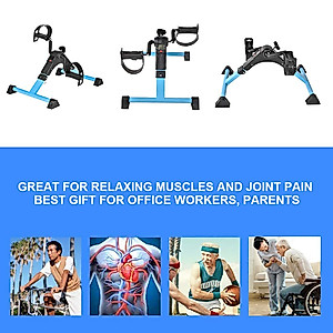 Under Desk Bike Pedal Exerciser with LCD Monitor Resistance and Resistance for Seniors, Stationary Foldable Mini Exercise Bike Pedals Peddler Exerciser for Arms and Legs for Office or Home (Blue)