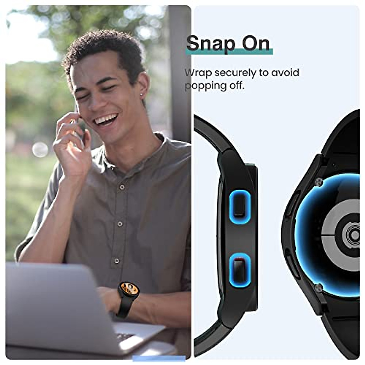 Tensea [4+4Pcs] for Samsung Galaxy Watch 4 2021 & 5 2022 Screen Protector and Case 44mm, Hard PC Bumper and Anti-Fog Tempered Glass Protective Film, Face Cover Set for Watch4 Watch5 44 mm Accessories