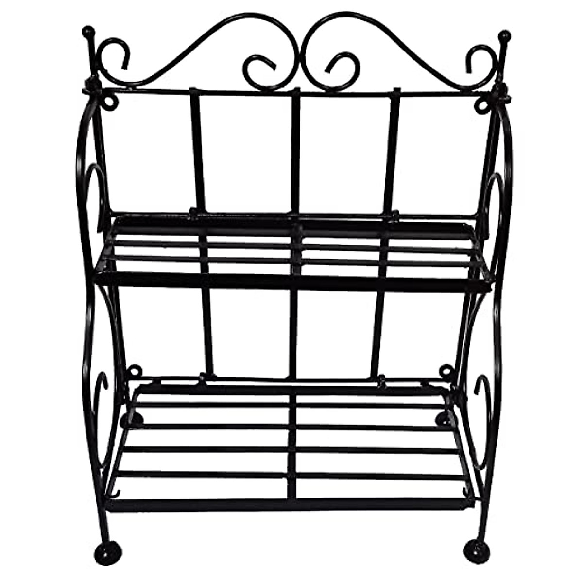 Purpledip Wrought Iron 2-Tier Foldable Table: Countertop Storage Shelf Rack Kitchen Bathroom Storage Organizer (12519)