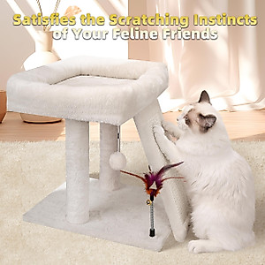 TWDEPART Cat Tree Cat Tower with Cat Scratching Post for Indoor Cats,Activity Centre Climbing Tree Cat Furniture with Playful Toy Balls,Beige