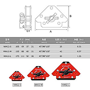 LISHUAI Unique Design On/Off Switch Strong Neodymium Arrow Welding Magnet/Magnetic Angle Welding Clamp 45 90 135 Degrees 92 LBS
