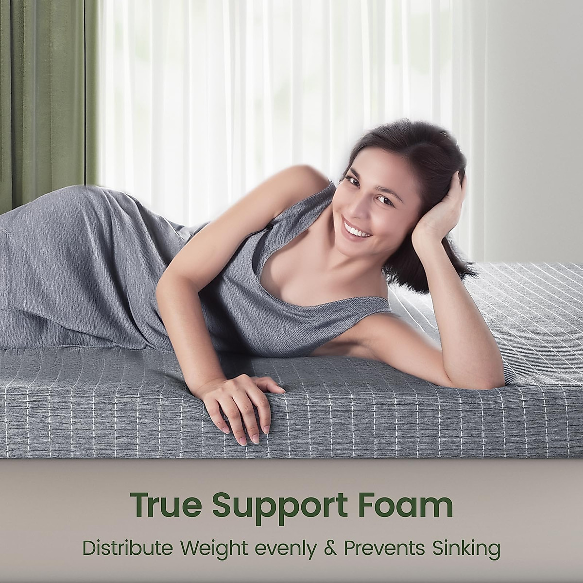 Firm Memory Foam Mattress Topper Queen - 4 Inch Charcoal-Infused Bed Topper for Back Pain Relief, Dual-Sided Firmness, CertiPUR-US Certified, Removable Cover