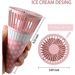 phinacreny Ice Cream Cone Fan, Portable Mini USB Charging Silent Lazy Hanging Neck Cone Fan