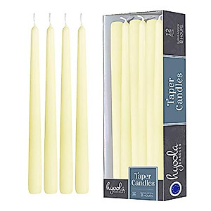 12 Pack Tall Taper Candles - 10 Inch Ivory Dripless, Unscented Dinner Candle - Paraffin Wax with Cotton Wicks - 8 Hour Burn Time