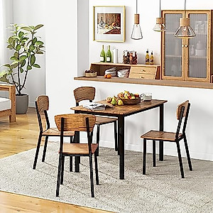HOMCOM 5 Piece Industrial Dining Table Set for 4, Rectangular Kitchen Table and Chairs, Dining Room Set for Small Space