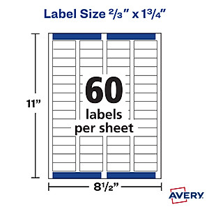 Avery Easy Peel Address Labels, Sure Feed, Permanent, White, 2/3" x 1-3/4", 2 Pack, 1,200 Labels Total (32133)