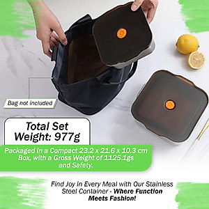 Stainless Steel Food Storage Containers With Lids | Snack Containers for Kids, Freezer Safe, Microwave Safe | 304 Metal Containers For Meal Prep, Leftovers, Freezer - Set of 3 (24oz, 57oz, 100oz)