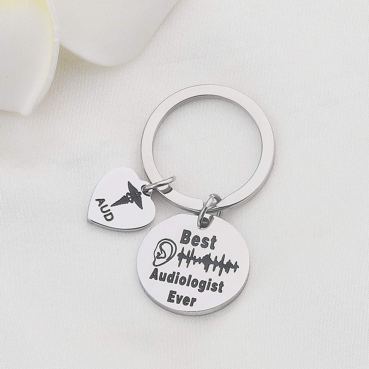 bobauna Audiology Audiologist Keychain Best Audiologist Ever Medical Gift (Best Audiologist Ever Keychain)