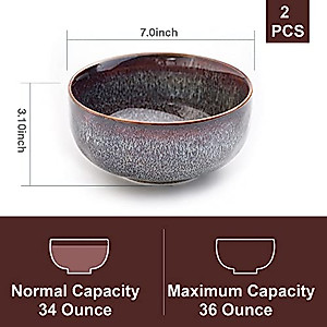 KYBSCZ Serving Bowls - 36 Ounce Bowls Set - Ceramic Bowl Set of 2-7 inch Salad Bowls - Soup Bowls - Cereal Bowls for Kitchen