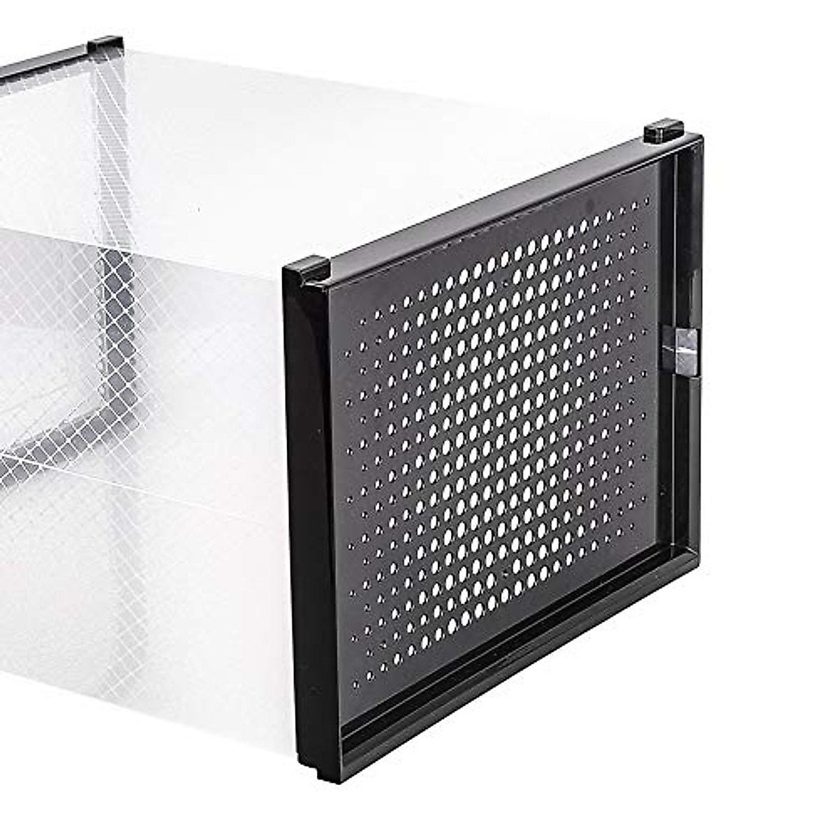 OnDisplay Clik Stackable Interlocking Shoe Box System (Medium Clear/Black, Set of 8)